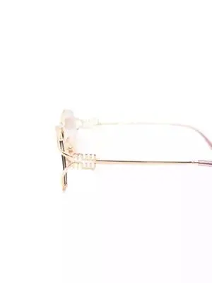 Miu Miu Oval Frame Sunglasses - Gold