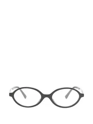 Miu Miu Logo-plaque Oval-frame Eyeglasses - Black
