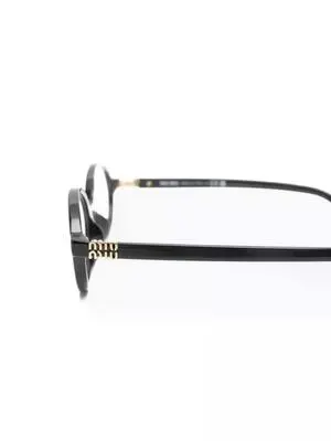 Miu Miu Logo-plaque Oval-frame Eyeglasses - Black