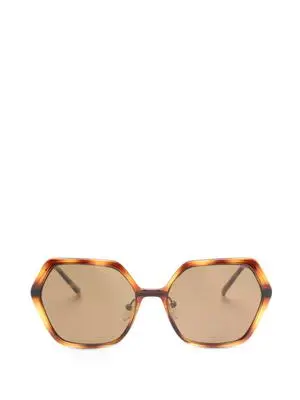 99 JOHN ST. Geometric Clip-on Glasses - Brown