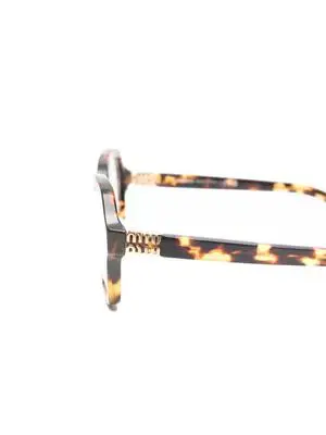 Miu Miu Tortoiseshell Glasses With Logo Plaque