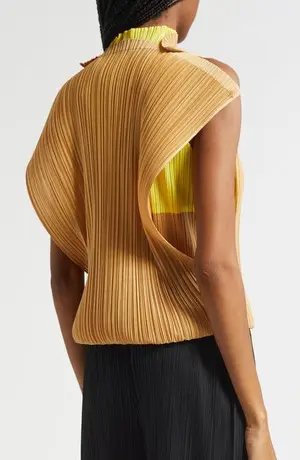 Issey Miyake Swing Colorblock Pleated Midi Dress