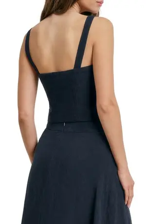 FAVORITE DAUGHTER Linen Crop Top - Navy
