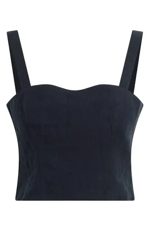 FAVORITE DAUGHTER Linen Crop Top - Navy