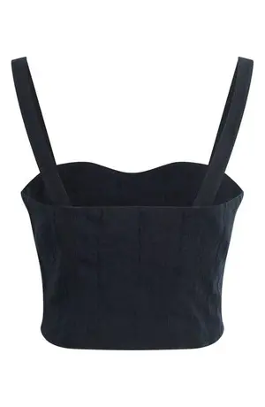 FAVORITE DAUGHTER Linen Crop Top - Navy
