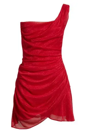 JUMP APPAREL One-shoulder Glitter Cocktail Mini Dress