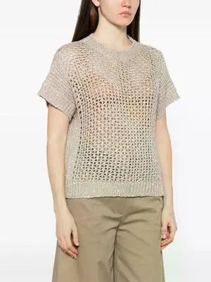 PANICALE Open-knit Sequin-embellished Sweater