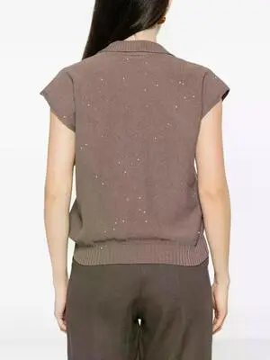 PANICALE Sequin-embellished V-neck Top