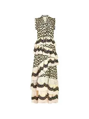 MARIE OLIVER Franklen Ruffled Tiered Dress - Neutrals