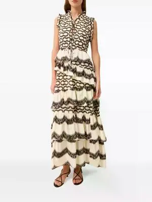 MARIE OLIVER Franklen Ruffled Tiered Dress - Neutrals