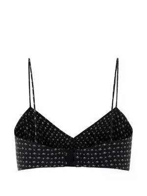 Ermanno Scervino Geometric-print Silk Crop Top