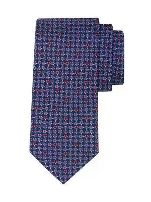 FERRAGAMO Gancini Turtles Print Silk Neck Tie