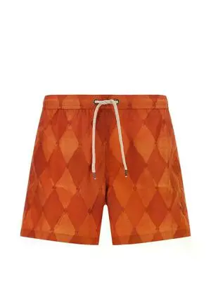 BALLANTYNE Diamond-pattern Swim Shorts - Orange