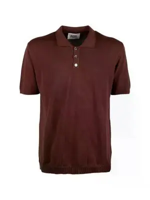 Alpha Studio Short-sleeve Knit Polo Shirt - Brown