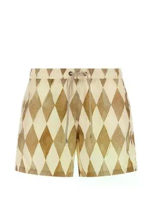 BALLANTYNE Diamond-pattern Swim Shorts - Neutrals