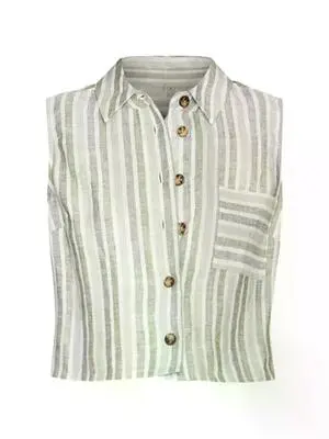 HEVRON Katja Stripe-pattern Cropped Shirt