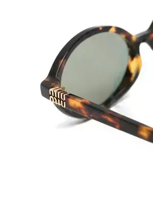 Miu Miu Tortoiseshell-pattern Oval-frame Sunglasses - Brown