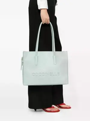 COCCINELLE Logo-embossed Leather Shoulder Bag - Blue