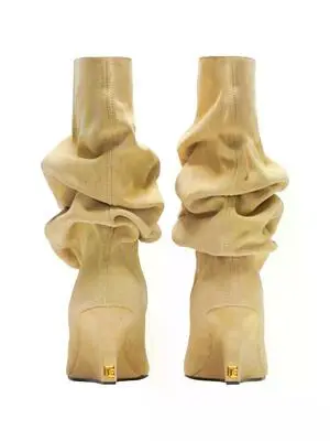 Balmain Draped Suede Wedge Ankle Boots