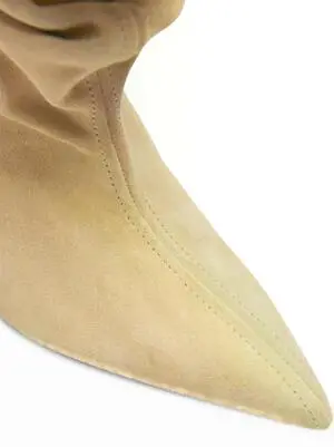 Balmain Draped Suede Wedge Ankle Boots