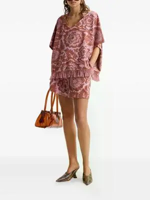 Essentiel Antwerp Floral-jacquard Fringed T-shirt