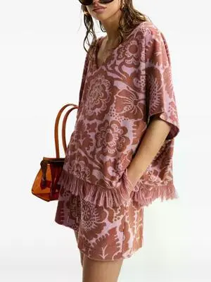 Essentiel Antwerp Floral-jacquard Fringed T-shirt