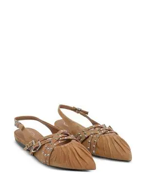 Ash Bianca Stud-embellished Mules - Neutrals