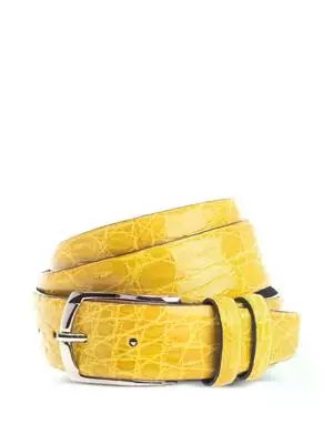 ANDREA D'AMICO Crocodile-effect Leather Belt - Yellow