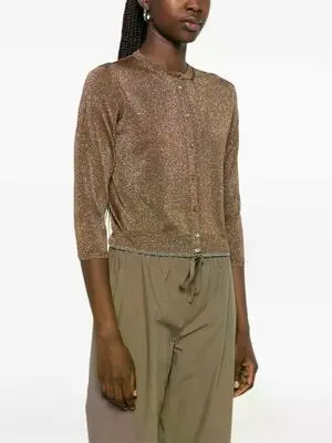 ROBERTO COLLINA Metallic Effect Fine Knit Cardigan