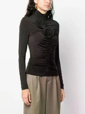 Magda Butrym Floral-appliqué Ruched Jersey Top