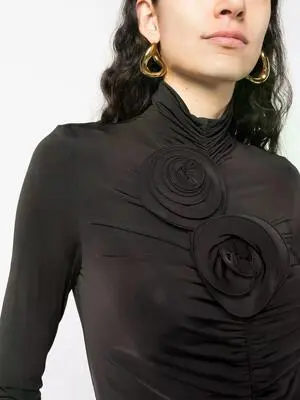 Magda Butrym Floral-appliqué Ruched Jersey Top