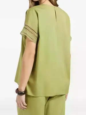 ELENA MIRÒ Lace-trimmed Short Sleeve Top
