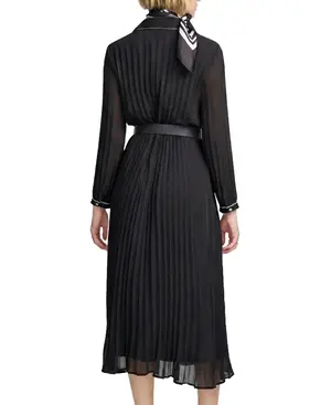 ELLE COLLECTION Woven Pleated Midi Dress - Black