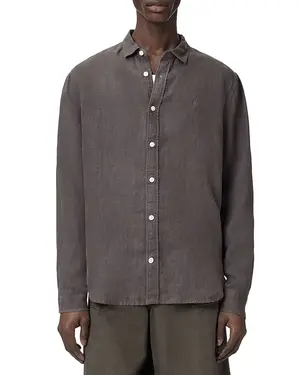 ALLSAINTS Loom Long Sleeve Shirt - Heron Grey