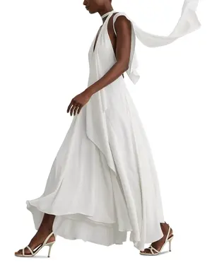 REISS Evory Draped Cape Dress