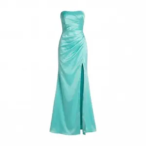 Mac Duggal Strapless Satin Gown With Slit