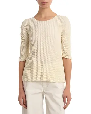 Issey Miyake Spongy Pleated Top - Off-white