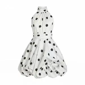 Mac Duggal Polka Dot Mini Dress With Rose Accent - White