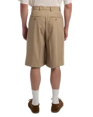 AMI Paris Low Waist Wide Leg Bermuda Shorts - Beige Taupe