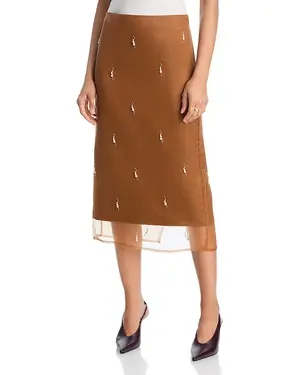 RÓHE Silk Organza Embellished Midi Skirt