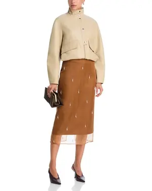 RÓHE Silk Organza Embellished Midi Skirt