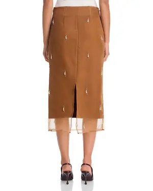 RÓHE Silk Organza Embellished Midi Skirt