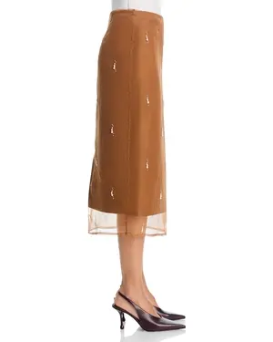 RÓHE Silk Organza Embellished Midi Skirt