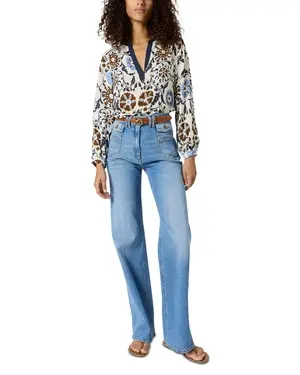 Gerard Darel Split Neck Printed Top