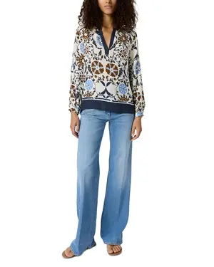Gerard Darel Split Neck Printed Top