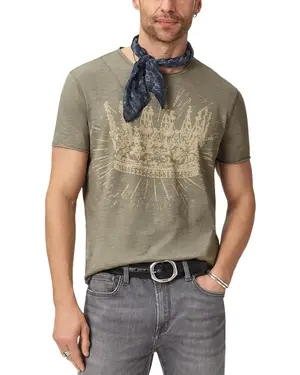 John Varvatos Raw Edge Shoulder Detail Tee - Light Olive