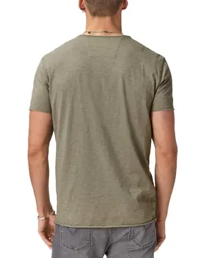 John Varvatos Raw Edge Shoulder Detail Tee - Light Olive