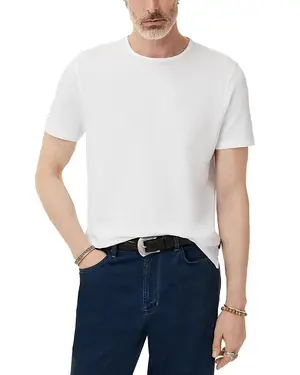 John Varvatos Stanley Short Sleeve Crewneck Tee In Broken Stitch - White