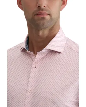 Ted Baker London Nantucket Slim Fit Premium Stretch Medallion Dress Shirt - Pink Multi