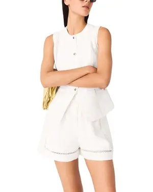 Maje Ileena Embroidered Linen Blend Shorts